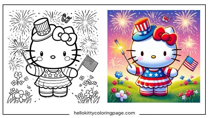Hello Kitty 4th Of July Coloring Pages- Cute Patriotic Ideas